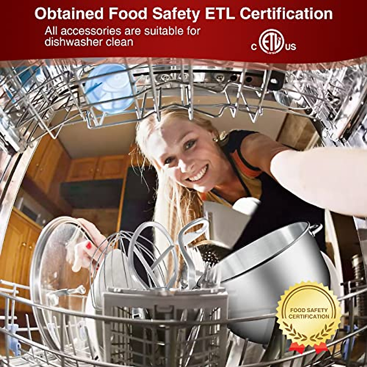 KUCCU Stand Mixer, 6.5 Qt 660W, 6-Speed Tilt-Head Food Dough Mixer, Kitchen Electric Mixer with Stainless Steel Bowl,Dough Hook,Whisk, Beater, Egg white separator (6.5-QT, Red)