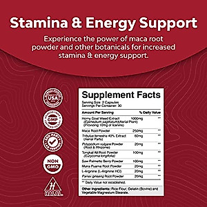 Herbal Goat Weed Extract Complex - Invigorating Blend with Tribulus Saw Palmetto L Arginine and Tongkat Ali Extract and Maca Root for Men and Women for Enhanced Energy and Stamina - Discreet Packaging