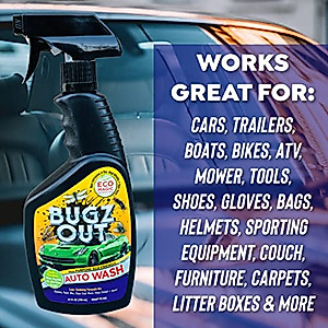 Bugz Out Car Bug Cleaner, Remover and Wash - Spray Bugs, Tar, Bird Poop Off Exterior of Car and Windshield. Remove Black Streaks Without Scratching or Removing Paint. 24 oz spray bottle with Microfiber Cloth (1 bottle)