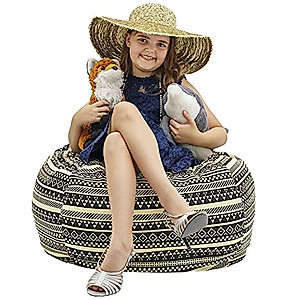 EMMandSOPHIE Kids Bean Bag Chairs- Bean Bag Chair Kids- Toddler Bean Bag Chair- Beanbag Chairs for Kids and Teens-Stuffed Animal Holder- Bean Bag Cover-Stuffed Animal Bean Bag Storage