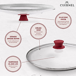 Cast Iron Skillet - 12"-Inch Frying Pan with Assist Handle and Pour Spots + Silicone Grip Cover + Glass Lid with Steam Vent Hole - 12"-Inch/30.48-cm - Compatible with Lodge Cast Iron Skillet Pan