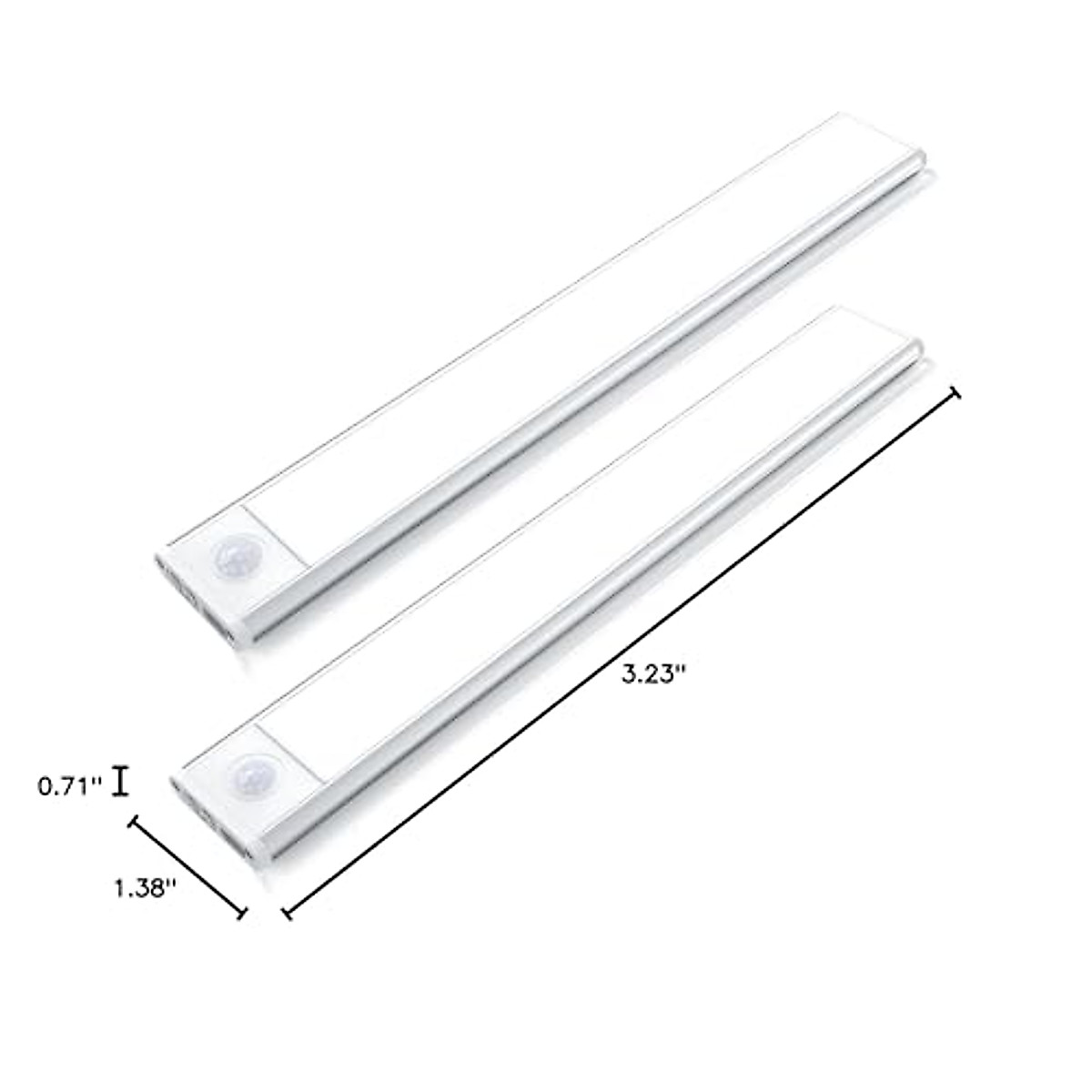 KIFACI Under Cabinet Lighting Indoor Rechargeable 12 Inch, 2 Pack Motion Sensor Under Cabinet Lighting Lights for Kitchen, Stair Wall Closet Light Indoor