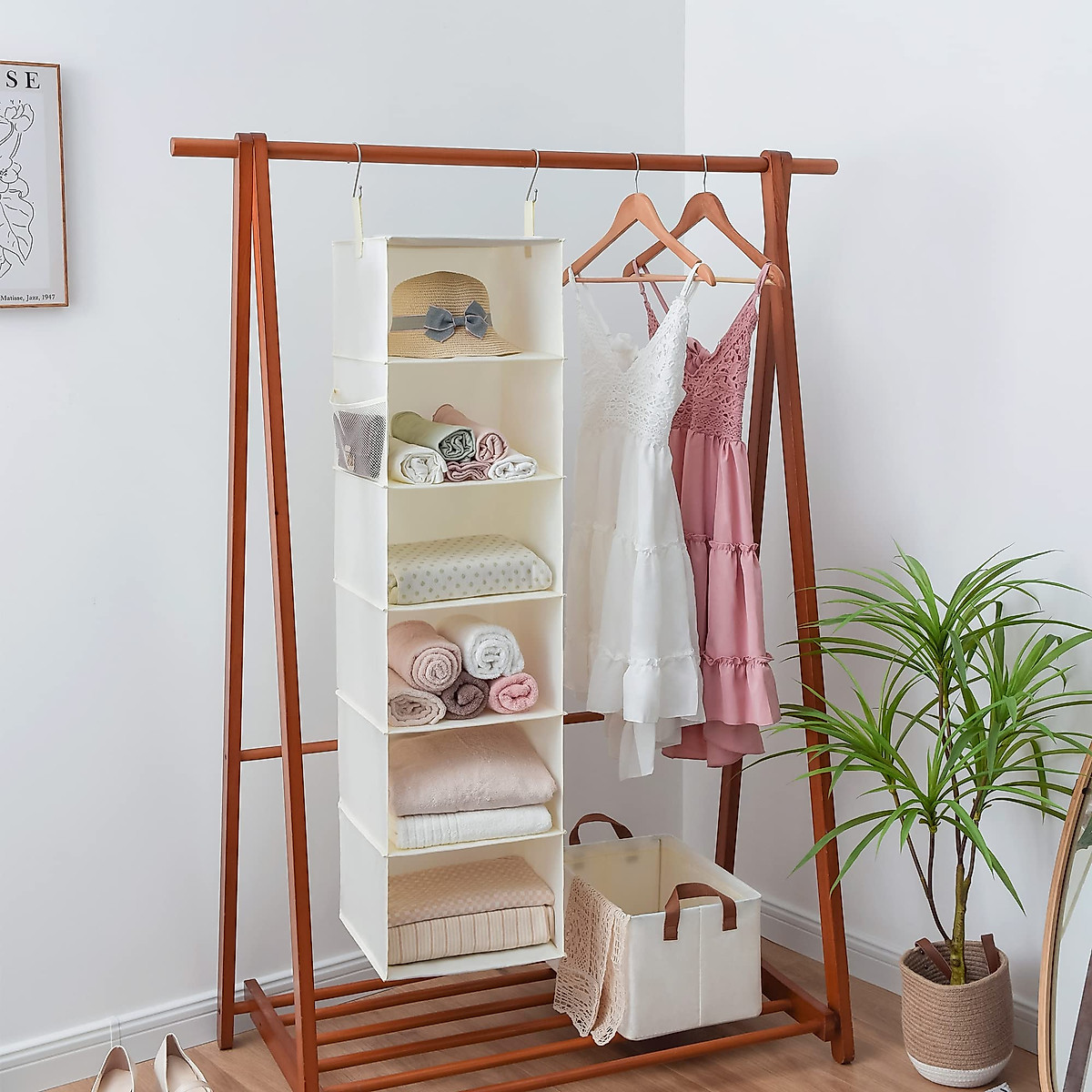 GRANNY SAYS Bundle of 3-Pack Shelf Storage Baskets & 1-Pack Closet Hanging Storage Shelves