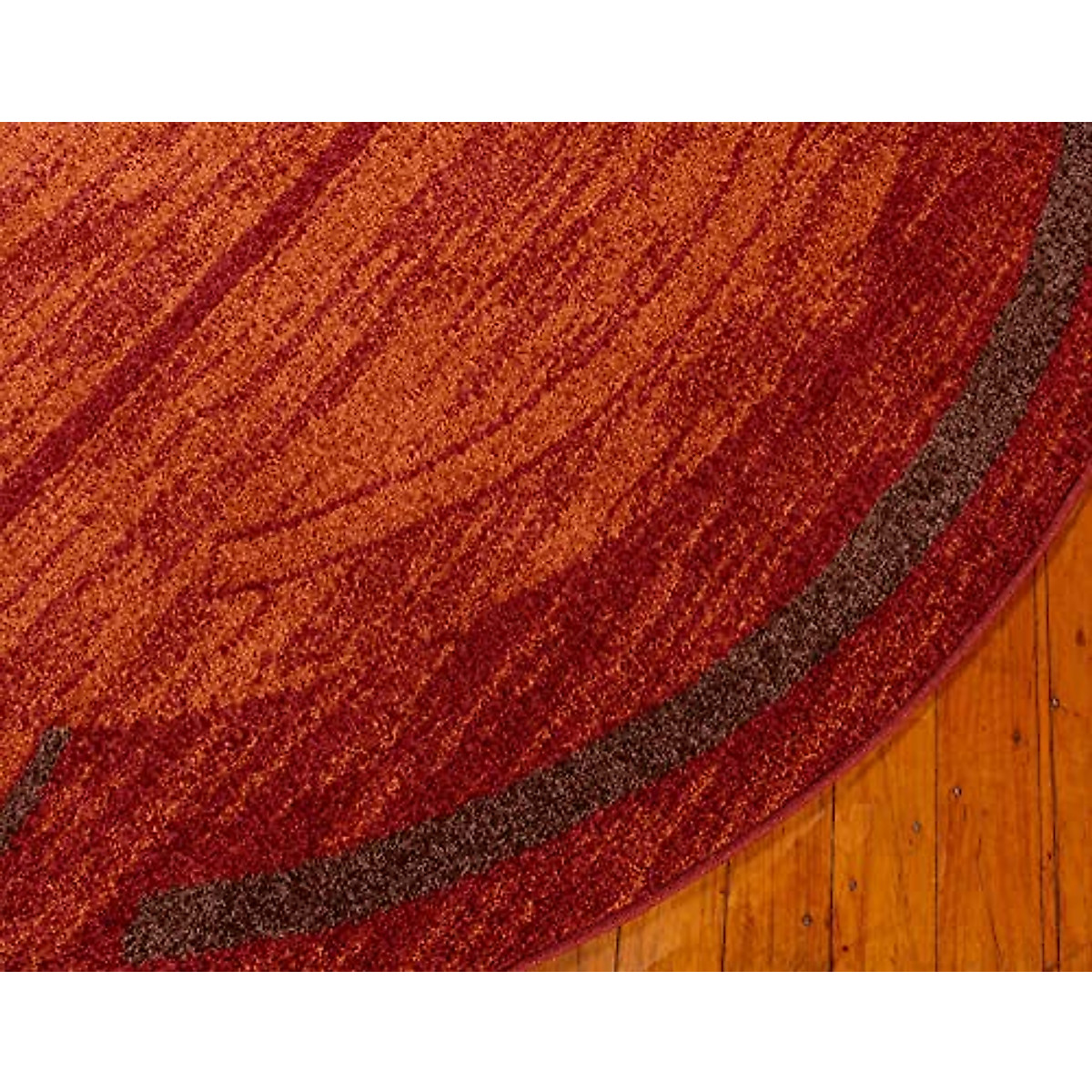 Unique Loom Autumn Collection Modern Contemporary Casual Abstract Area Rug, Round 3' 3 x 3' 3, Terracotta/Burgundy Border