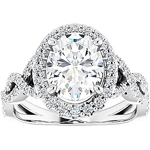 Moissanite World Twisted Infinity Moissanite Ring, Oval 2.0CT, Moissanite Engagement Ring/Moissanite Wedding Ring/Moissanite Bridal Ring Set, 925 Sterling Silver (9.5)