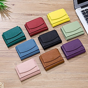 Yocipa Small Wallet For Women RFID Leather Compact Card Wallets Womens Thin Front Pocket Purse(Blue)