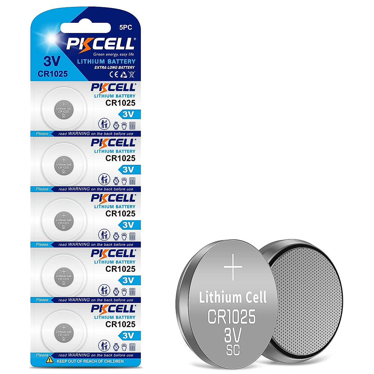 PCELL Cr1025 Br1025 10255 3V Lithium Batteries 25Pcs 5 Cards