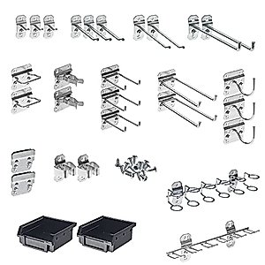 Triton Products LH3-KIT LocHook 30-Piece Zinc Plated Steel Hook and Bin Assortment for Locboard