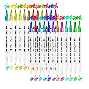 Vitoler Colored Markers Dual Tip Brush Pens,Fine Tip Markers & Fine Point Art Pens for Kid Adult Coloring Drawing Planner Art Craft Supplies (24 Brush Pens Set)