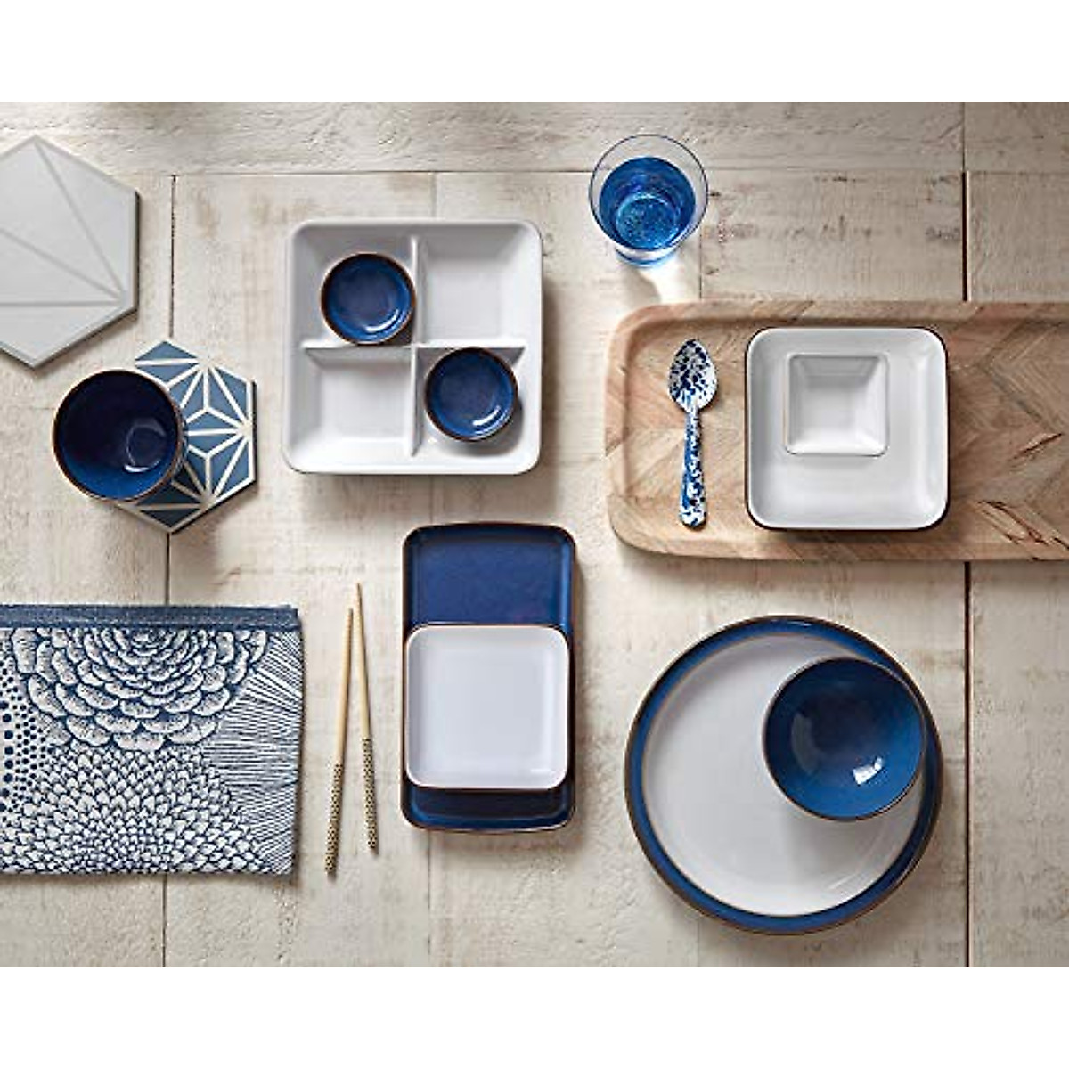 Denby Imperial Blue 2 Piece Small Rectangular Platter Set