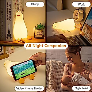 FAMIDUO Lying Flat Duck Lamp, Squishy Night Light with Cute DIY Gift, Dimmable Led Light Up Duck, Boy Girls Kawaii Bedroom/Home Decor, Rechargeable Bedside Touch Soft Lamp for Breastfeeding/Sleeping