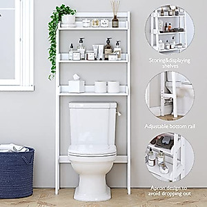 UTEX 3-Shelf Bathroom Organizer Over The Toilet, 3-Tier Bathroom Shelf Over The Toilet, Bathroom Spacesaver (White)