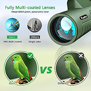 12x50 Monocular Telescope for Adults with Smartphone Adapter Tripod Hand Strap, Lightweight High Power BAK-4 Prism & FMC Lens Monoculars for Bird Watching Hunting Camping Hiking Travel Scenery