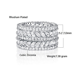 Gemsme 14K Gold Plated Marquise Cubic Zirconia Eternity Statment Ring for Women (7)