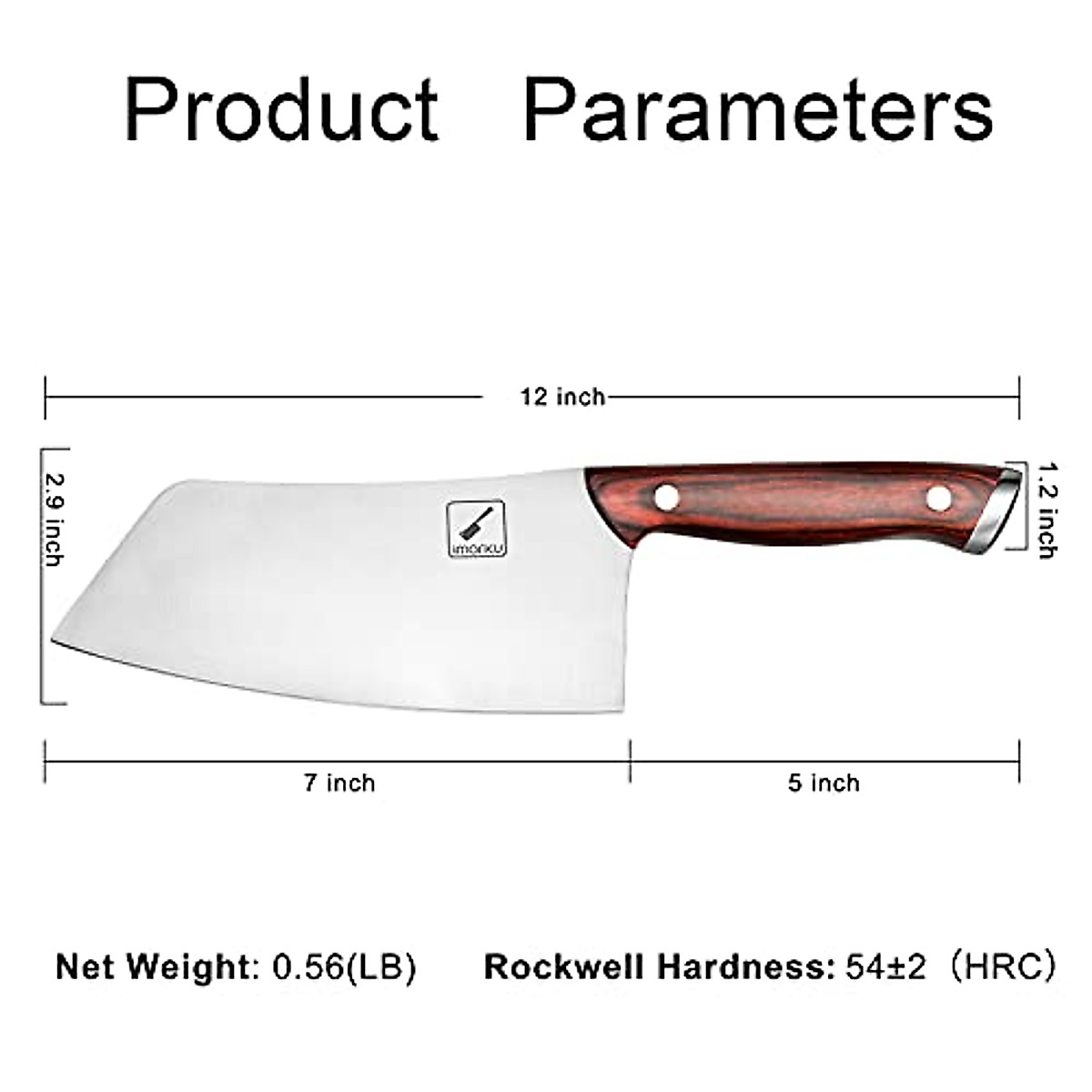 imarku Cleaver Knife, 7-inch Meat Cleaver German High Carbon Stainless Steel Chopping Knife with Ergonomic Handle and Gift Box,Multipurpose Chinese Chef's Knife,Chinese Cleaver for Kitchen&Restaurant