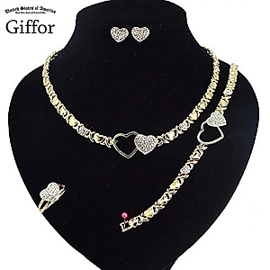 Giffor Jewelry Set 14K Gold Filled Necklaces Sets For Women Earrings With Bracelets Gifts