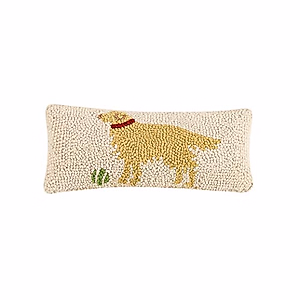 Peking Handicraft 30TG465C05OB Blown Filled Hook Throw Pillow, 12-inch Length, Wool and Cotton (Golden Retriever)