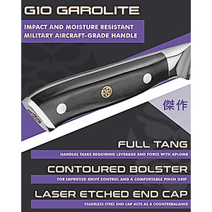 KESSAKU Carving Knife - 12 inch - Damascus Dynasty Series - Razor Sharp - Granton Edge - Forged 67-Layer Japanese AUS-10V High Carbon Stainless Steel - G10 Garolite Handle with Blade Guard