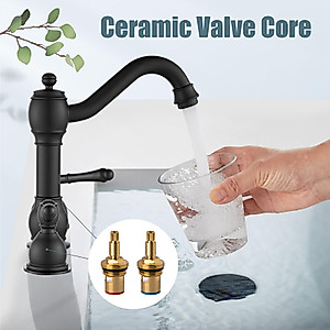 Aolemi Matte Black 8 Inch 3 Holes Widespread Bathroom Sink Faucet Doubel Lever Handle Vanity Basin Mixer Tap with Pop Up Drain Assembly Deck Mount