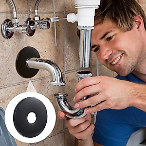 Isslly 4 Pack Large Shower Arm Flange, 3.15 inch Round Replacement Escutcheon Plate, Stainless Steel Shower Pipe Cover Plate for Shower Head Arms (Inner Dia: 0.92 in) - Black