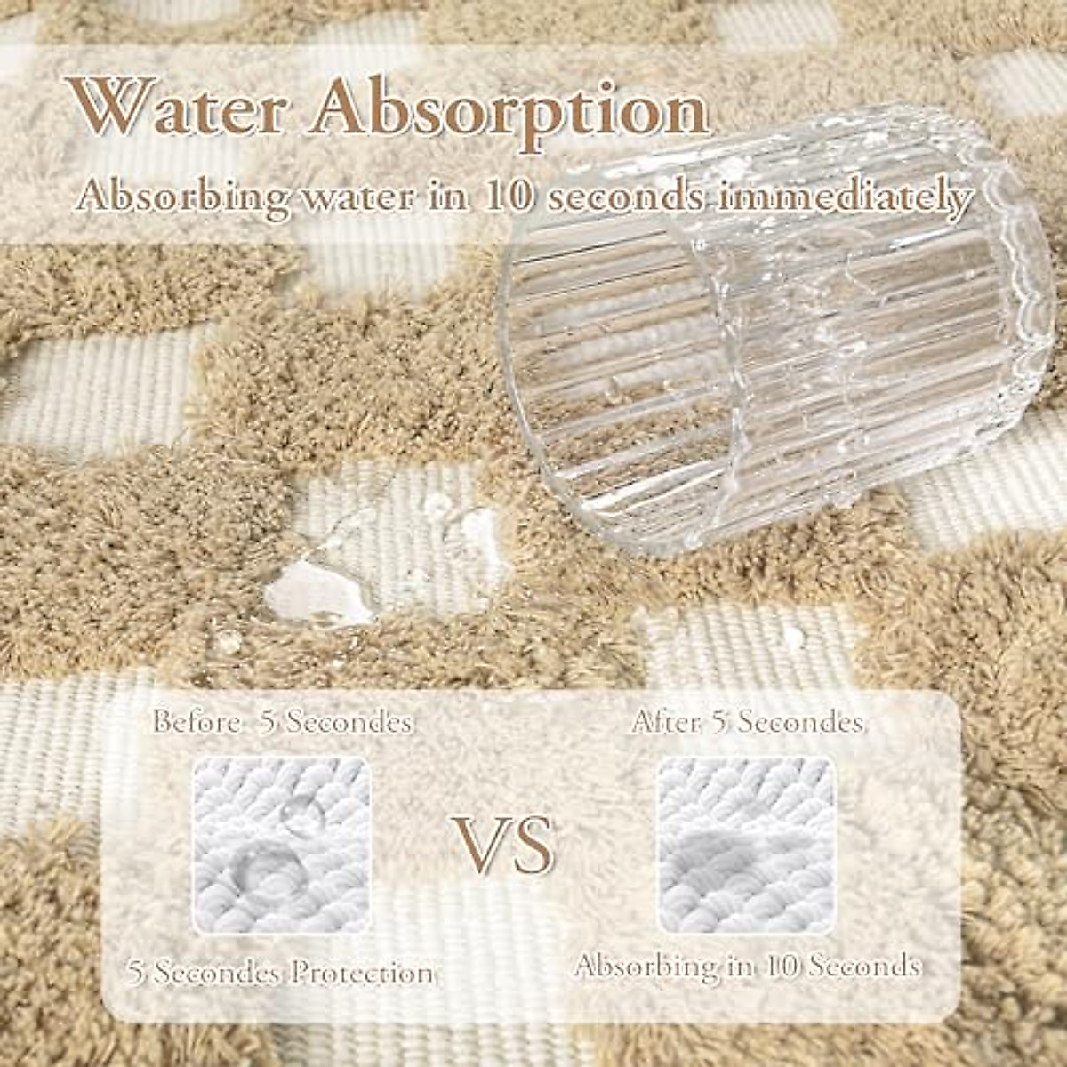 Lahome Checkered Boho Rug for Bedroom, 3x5 Entry Rug Washable Cotton Area Rug Indoor Bath Door Mats with Tassels, Farmhouse Kitchen Rugs Non-Shedding Cotton Area Rug for Entryway Dorm, Khaki