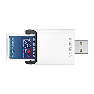 SAMSUNG PRO Plus SD Full Size SDXC Card Plus Reader 128GB, (MB-SD128KB/AM, 2021)
