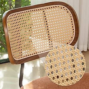 HOCEWI Rattan Dining Chairs Set of 2, Mid Century Modern Dining Chairs, Fabric Cane Dining Room Chairs (Orange, Fabric)