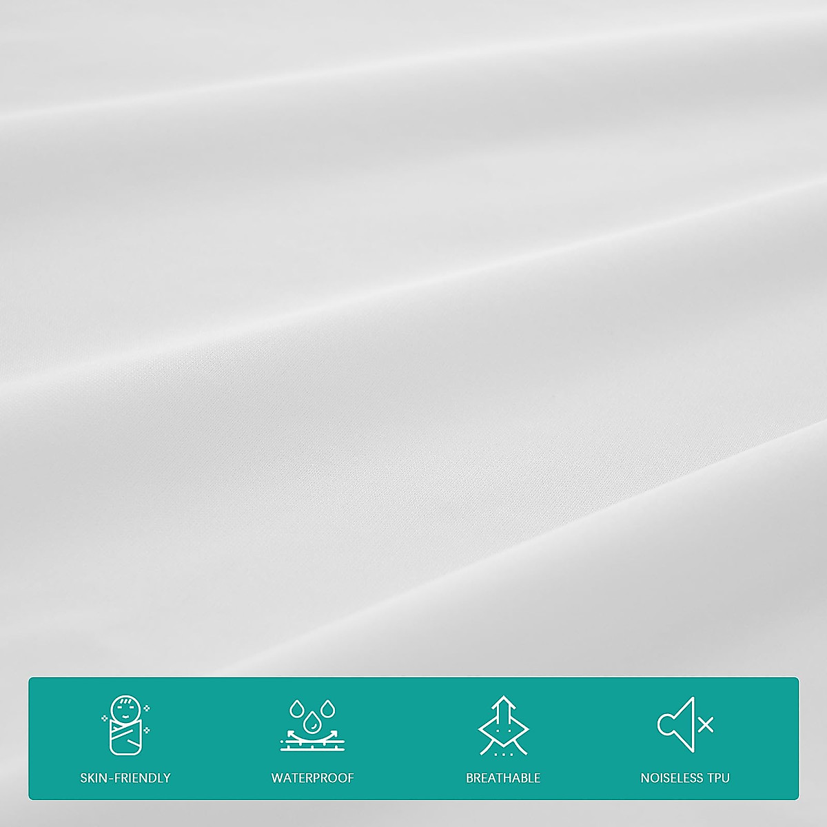 Biloban Crib Sheets Waterproof, Crib Mattress Protector Pad for Standard Crib & Toddler Mattress, Cozy Crib Sheet for Baby Boy and Girl, White, 2 Pack