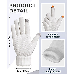 6 Pieces Women Knitted Winter Hat Glove Set Skull Cap Beanie Touchscreen Gloves Texting Gloves for Women (Black, White, Grey)