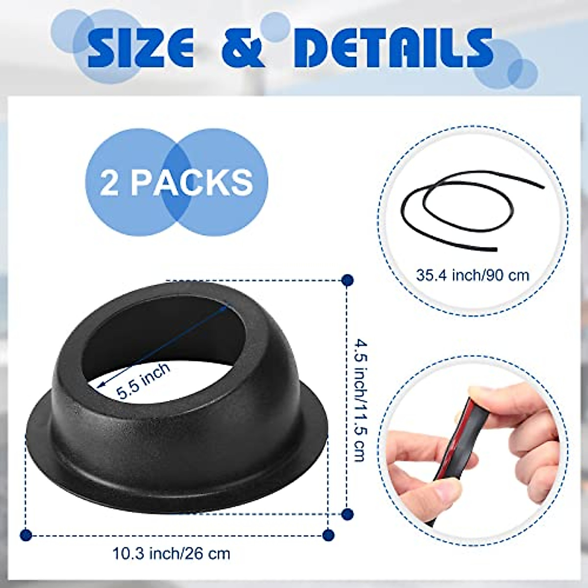 2 Pcs Universal Angled Speaker Enclosures Boxes Speaker Pods Car Speakers Mount with Rubber Strip for Install 6.5 Inch Speakers or Smaller Custom Mount Door Kick Panel Rear Deck (Black, Hole Cut)