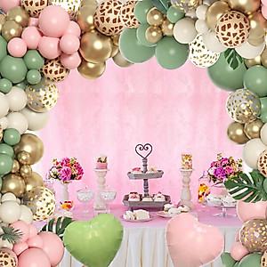 Amandir Baby Boxes Sage Green Baby Shower Decorations for Girl, Pink Gold Sage Green Balloon Arch Baby Blocks Letters Animal Jungle Safari Balloons Gender Reveal Two Wild One Birthday Party Supplies