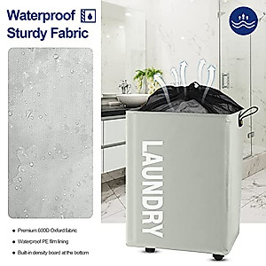HolaDream Laundry Basket with Wheels, 22" Large Rolling Hamper with Leather Handle 70L, Collapsible Dirty Clothes Foldable Corner Washing Bin Waterproof Storage Organizer