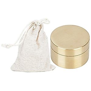Alvinlite Jewelry Box, Round Jewelry Organizer Brass Storage Container Metal Pill Container Storage Box with Lid for Ring Necklace Earrings Gold(M)