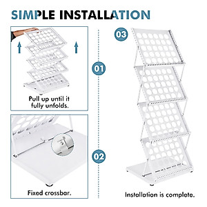 Meticuloso Foldable Magazine Rack Literature Rack Brochure Display Stand for Office Trade Show Exhibitions Retail Store（Whiite）