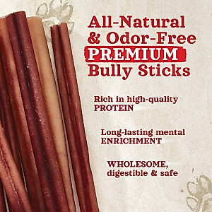 Natural Farm Odor-Free Bully Sticks (6 Inch, 6 Ounces), Packaged by Weight, 100% Beef Chews, Grass-Fed, Fully Digestible Treats to Keep Your Puppies, Small and Medium Dogs Busy