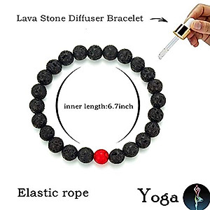 MengPa Mens Beaded Bracelets Couples Matching Bracelet Set Lava Rock Beads for Women Stone Jewelry (Howlite-Red) US4163B