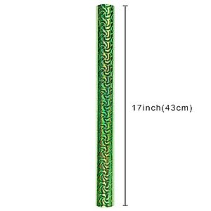 Flyhill Green Wrapping Paper-Mini Roll 17inch*32.8ft（46.8sqft-Holographic Foil Gift wrap with Sparkle Spiral Design for Christmas,Birthday,Wedding,Bride Shower,Party