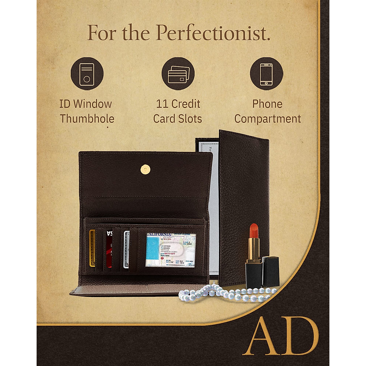 Access Denied Trifold Clutch RFID Wallets For Women - Large Capacity Womens Wallet Coin Pouch Leather Organizer With Checkbook Cover Gifts For Women