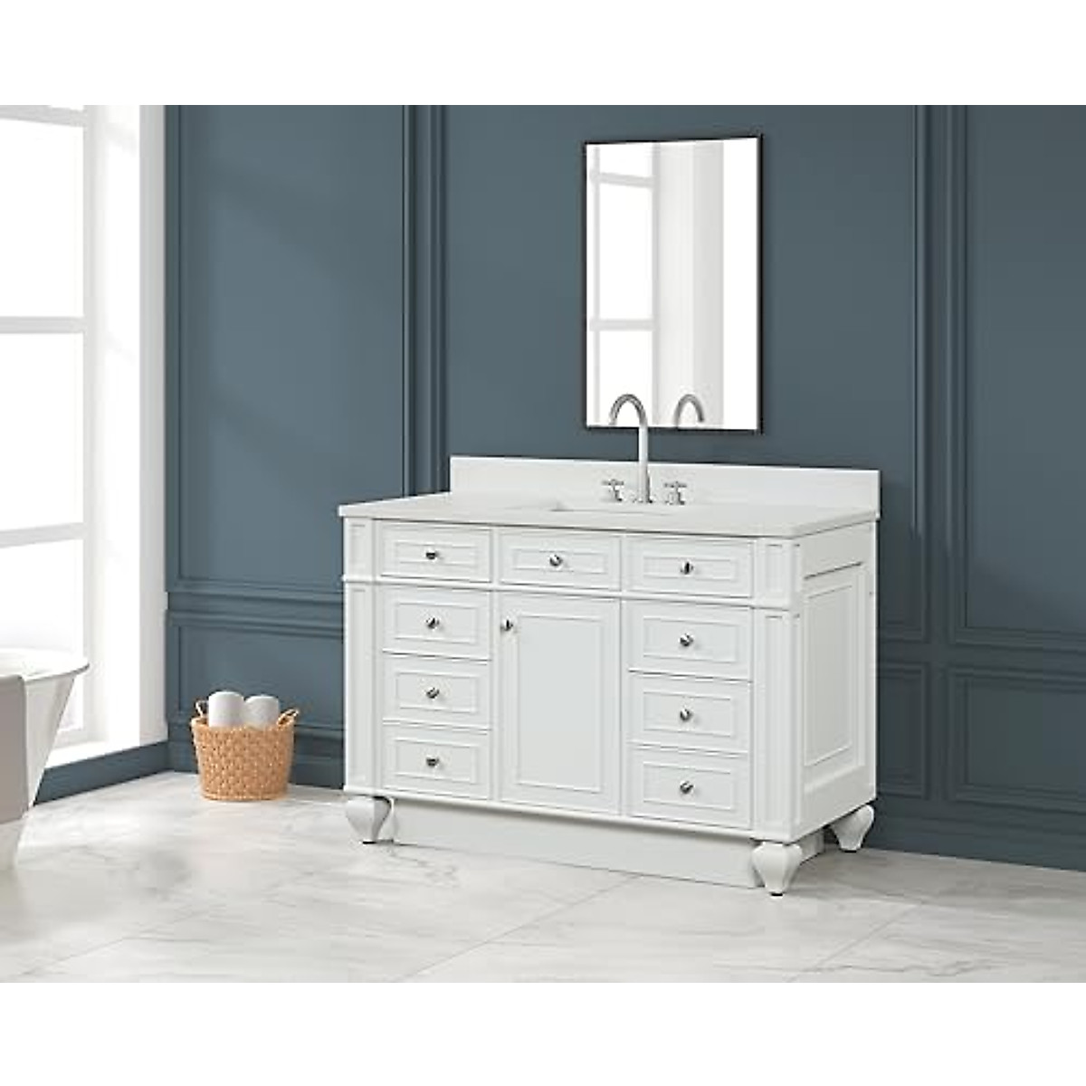 Design Element WN-48-W Bathroom Vanity, 48 in, Ivory White