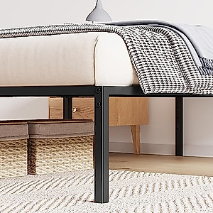 Amyove Twin Size Bed Frame, Metal Twin Platform Bed Frame with 3 in 1 Steel Support, 14 Inch No Box Spring Needed Easy to Assemble Black Mattress Foundation - Twin