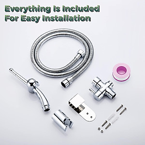 BARROCK Handheld Bidet Sprayer Combo Set for Toilet, Portable Bathroom Bidet Seat Attachment, 2 Way Installation Hang or Wall-Mount Shattaf Kit for Women with Brass T-Valve Explosion-Proof Hose Chrome