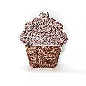China Factory Price Metal Strap Women Crystal Rhinestone Clutch Bag For Formal Party Fun Ice Cream Evening Bag Pink 2 17X17X5CM