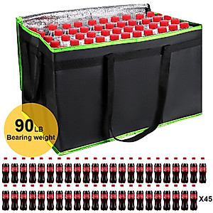 musbus XXXL-Large Insulated Grocery shopping bags, Green, reusable bag,thermal zipper,Collapsible,tote,cooler,food transport hot and cold,camping,Recycled Material delivery groceries