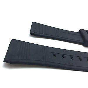 Bandini Rubber Watch Band, Black Resin Replacement for Casio Databank Calculator Watch Bands and More, Waterproof Sport Strap, 2 Spring Bars Included - 20mm