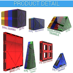 Desire Deluxe Magnetic Tiles Building Blocks Construction Toys for Boys & Girls 47pc – STEM Learning Educational, Kids Age 3 4 5 6 7 8 Year Old Gift