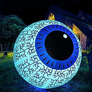 Halloween Decorations 24 inch Halloween Inflatable Ghost Eyeball with Built-in Battery Powered RGB LED Light Suitable for Indoor Outdoor Yard Party Halloween Decor with Remote Controller