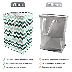 Nancyber 2 Pack Collapsible Laundry Basket, 75L Large Waterproof Laundry Hamper with Handles, Clothes Hampers for Laundry, Dorm, Toys Storage, Foldable Laundry Room Organization (Green Wavy)