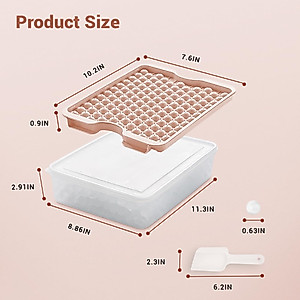 Combler Upgraded Material Ice Cube Trays for Freezer, 123X3 Pcs Mini Ice Cube Tray with Lid and Bin, Easy Release, Pebble Ice Maker for Chilling Coffee Drinks, Pink Kitchen Accessories