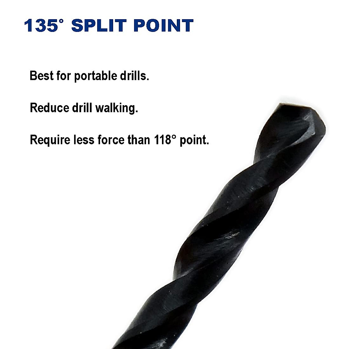 1/8-Inch x 6-Inch Aircraft Extension Black Oxide Drill Bit, Premium M2 High Speed Steel, Extra Length, for Metal, Plastic, Wood