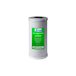 iSpring WGB21B 2-Stage Whole House Water Filtration System with 10" x 4.5" Sediment CTO Filter & FC15B High Capacity Activated CTO Carbon Block Filter Replacement Cartridge, 4.5"x4.5"x10"